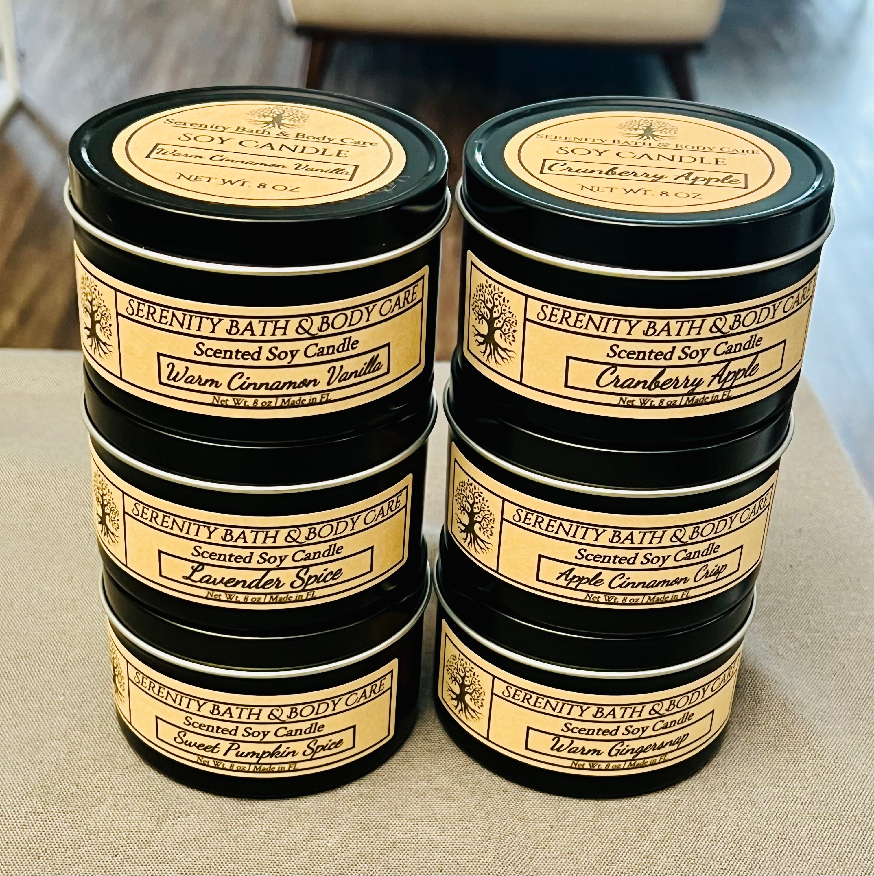 Seasonal Scented Candles| 8oz Soy Wax Candles – Serenity Bath and Body Care